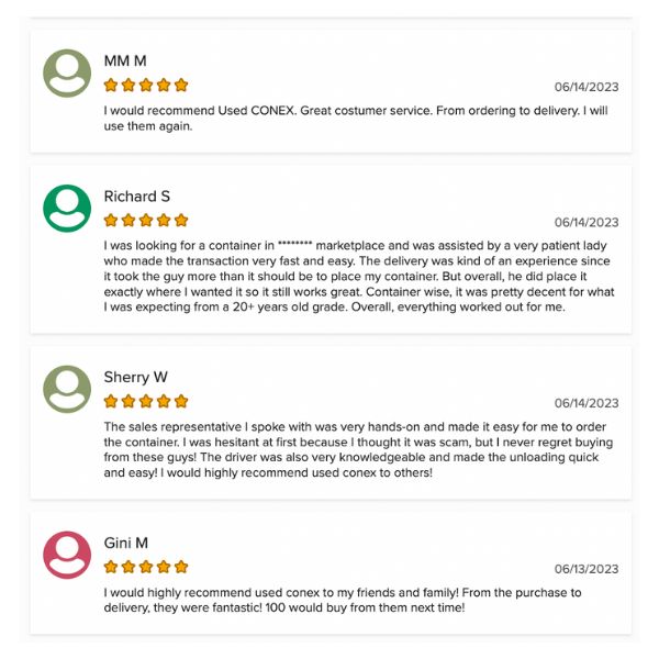 Reviews - Shipping containers | Used Conex | Storage containers
